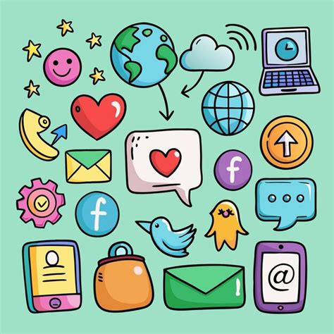 Social Networking Icon Set Vector Graphics Collection Premium Ai Generated Vector