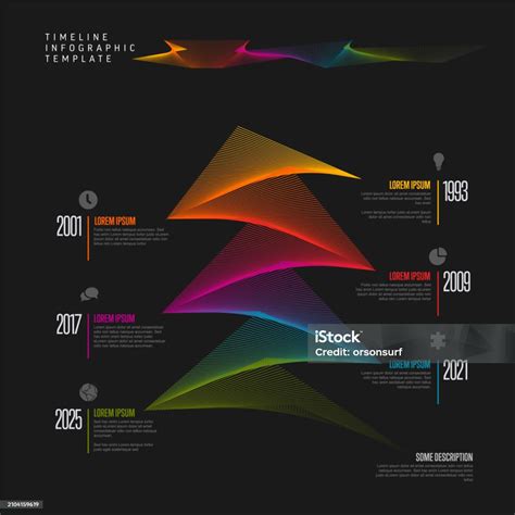Vertical Curved Infographic Timeline Report Template Stock Illustration