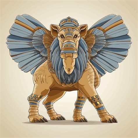 Premium Vector Vector Illustration Of Lamassu Winged Bull Assyrian
