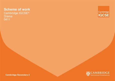 Cambridge IGCSE Drama Scheme Of Work