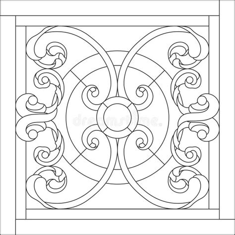 Stained Glass In Square Frame Window On The Ceiling Panel For Window