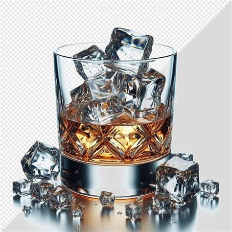 Premium Psd A Glass Of Whiskey With A Bunch Of Diamonds Ice Cubes In