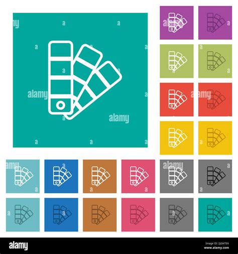 Color Swatch Outline Multi Colored Flat Icons On Plain Square Backgrounds Included White And