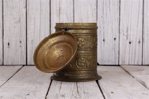 Antique Brass Beer Mug With Lid Etsy