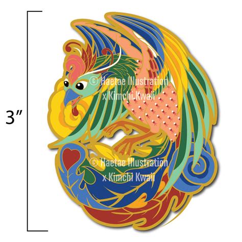 Korean Phoenix Deluxe Enamel Pin — Kimchi Kawaii