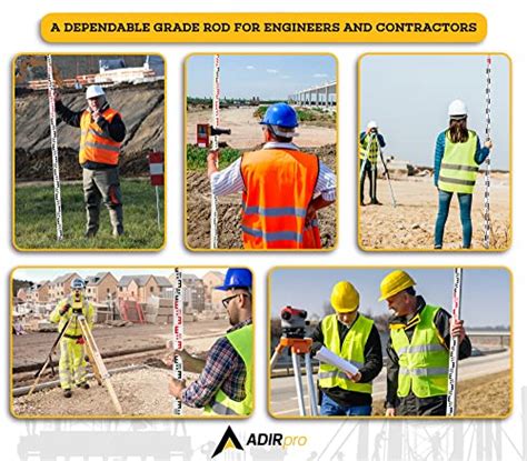 4 Meter Fiberglass Grade Rod Metric 4 Section Telescoping Rectangular Leveling