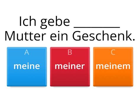 Possesivpronomen Nom Akk Dat Quiz