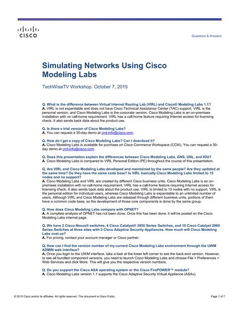 qanda from cisco modeling labs workshop pdf
