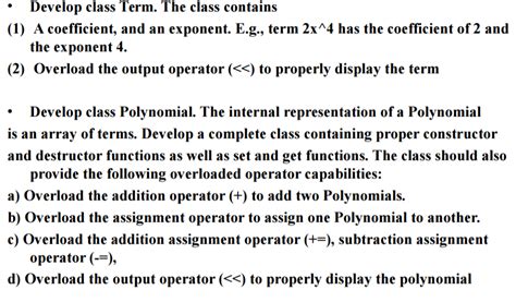 Solved Develop Class Term The Class Contains A