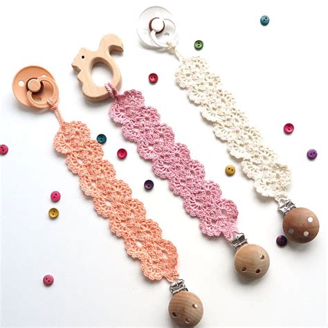 Crochet Pattern Pacifier Holder Lacy Pacifier Holder Pacifier Clip