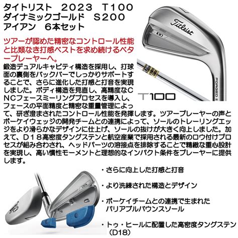 【楽天市場】【629まで★クーポン配布中★※対象外あり】タイトリスト 2023 T100 ダイナミックゴールド S200 アイアン 6本