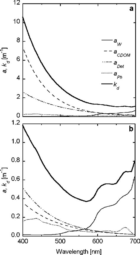 Examples For The Spectral Dependence Of Absorption And Attenuation At A