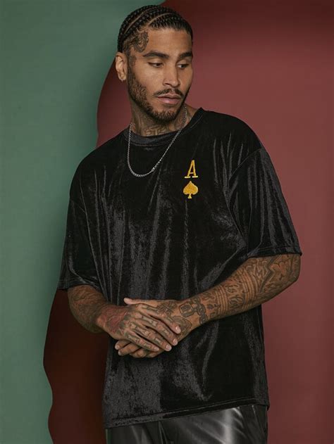 Manfinity Aftrdrk Men Playing Card Embroidery Tee For Sale Australia