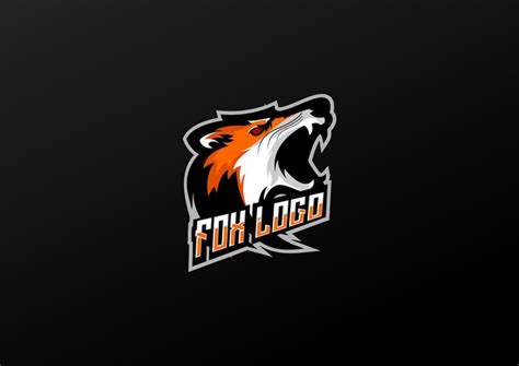 Mascote de design esportivo de logotipo de cabeça de raposa Vetor Premium