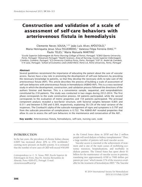 Pdf Construction And Validation Of A Scale Of Assessment Of Self Care