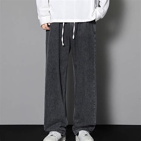 Sakmal Mens Pants Gray Jeans Full Lightweight Palazzo Loose Denim