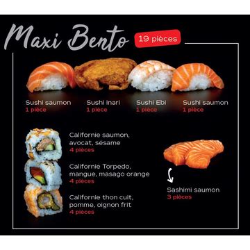 Sushis Bento Maxi 19 pièces 405 g Foodlux