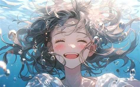 水下可爱微笑女生2560x1600动漫壁纸 千叶网