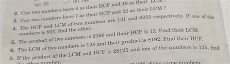 3 Can Two Numbers Have 7 As Their Hcf And 22 As Their Lcm 4 The Hcf A