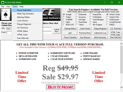 ACE Search Engine Submission Software Download Softpedia