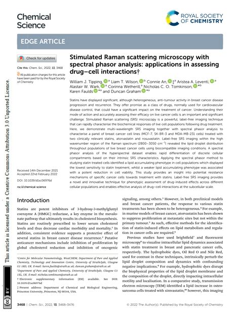 Pdf Stimulated Raman Scattering Microscopy With Spectral Phasor