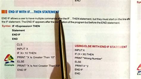 class 7 conditional control statements if then else and end if