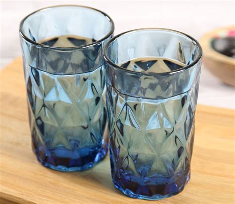 Buy Blue Embossed Glasses Set Of 2 Online In India At Best Price