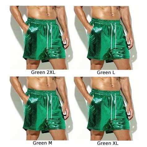 Mens Green Bodybuilding GYM Pants Wet Look Faux Leather Trunks Sports
