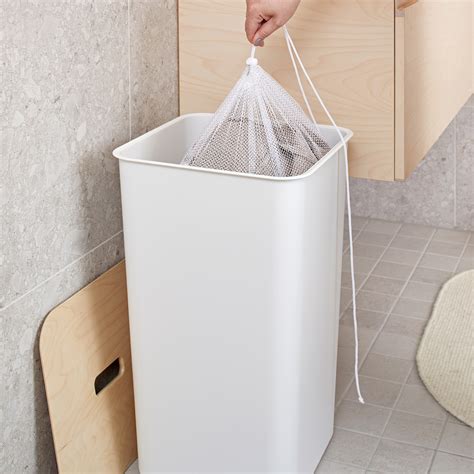 Slimline Laundry Basket Smartstore Collect White Bin With Wooden Lid