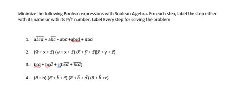 Solved Minimize The Following Boolean Expressions With