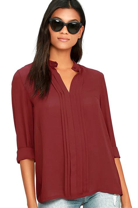 Lovely Wine Red Top Long Sleeve Top Sheer Top 44 00 Lulus