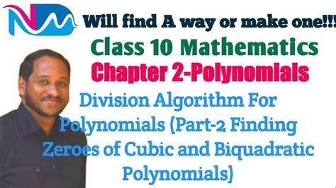 class 10 mathematics chapter 2 polynomials division algorithm for