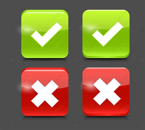 Vector Red And Green Check Mark Icons Validate Design Voting Vector Validate Design Voting