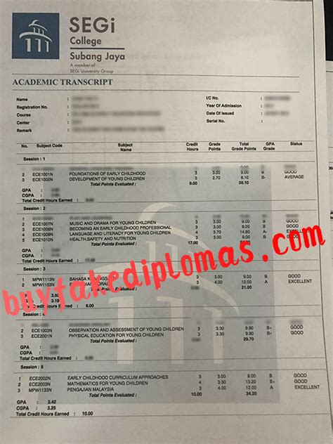 Order Fake Segi College Transcript Buy Fake Diplomas High School