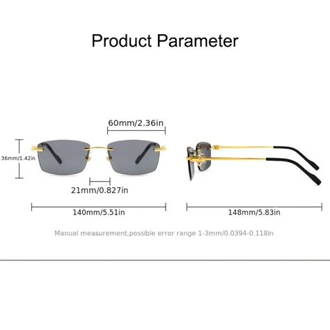 Vintage Trendy Rimless Rectangle Sunglasses For Men Women Outdoor Party