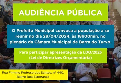 Notícia Convite AudiÊncia PÚblica Prefeitura Municipal De Barra Do