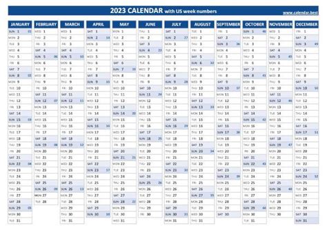 2023 Calendar With Week Numbers US And ISO Week Numbers