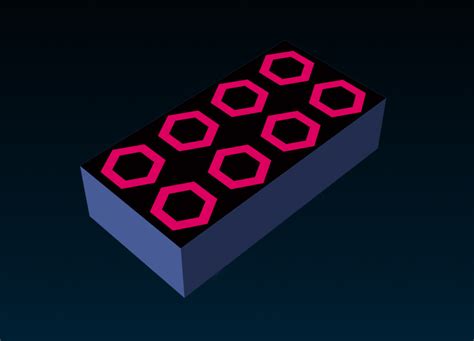 The Same Block Part With A Repeating Hexagon Texture On Its Top Face But The Hexagons Are Pink