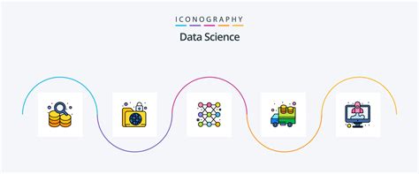 Data Science Line Filled Flat 5 Icon Pack Including Computer Data