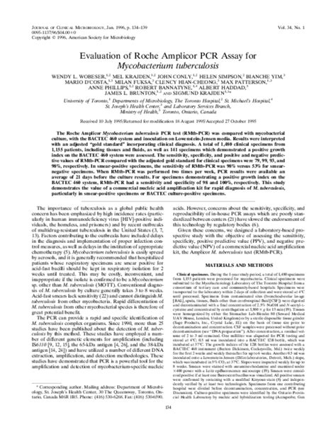 Pdf Evaluation Of Roche Amplicor Pcr Assay For Mycobacterium Tuberculosis