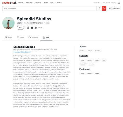 Introducing The New Shutterstock Contributor Portfolio Page Experience