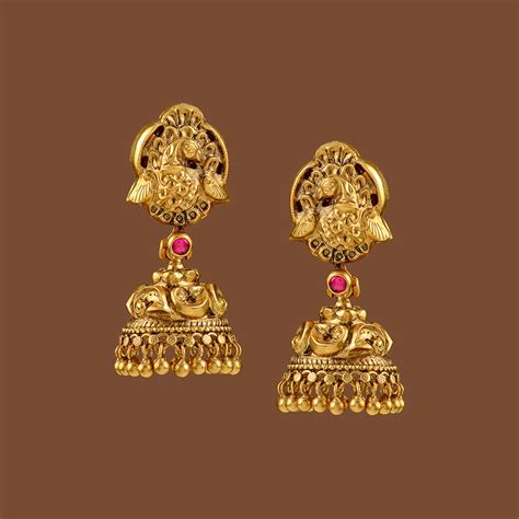 Buy 22k Gold Jhumka Earrings Online Krishna Jewellers Pearls And Gems