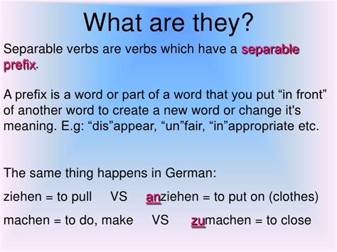 My World German Separable Verbs