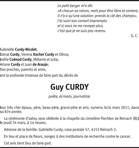 Guy Curdy Hommages
