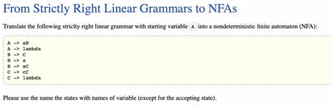 solved from strictly right linear grammars to nfas translate