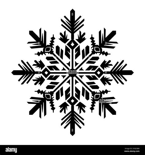 Geometric Snowflake Design In Black And White Symmetrical Outline Style Stock Vector Image