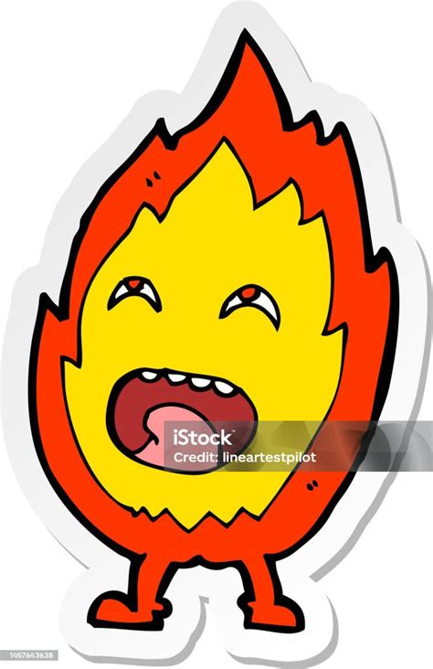 Stiker Karakter Api Kartun Ilustrasi Stok Unduh Gambar Sekarang Api