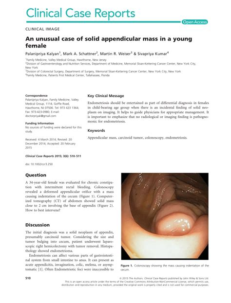 Pdf An Unusual Case Of Solid Appendicular Mass In A Young Female