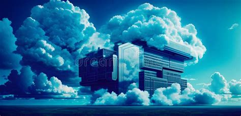 Generative Ai Glowing Cloud Icon Technology Concept Exploded Panel