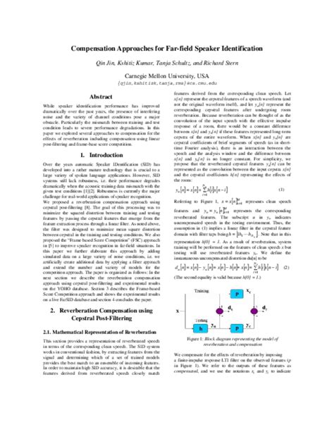 Pdf Compensation Approaches For Far Field Speaker Identification
